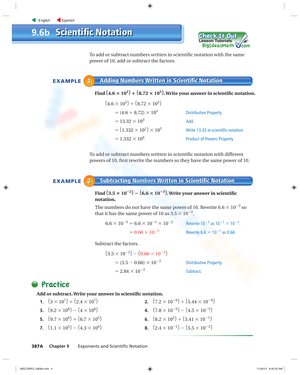 Free Adding and Subtracting Scientific Notation Worksheets