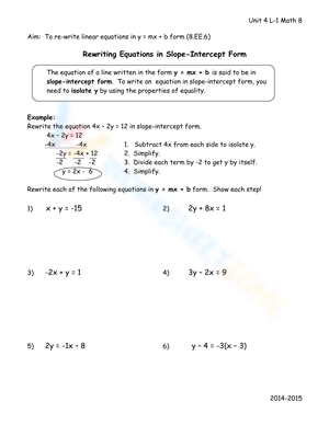 Free Printable Solving for Y Worksheets for Students
