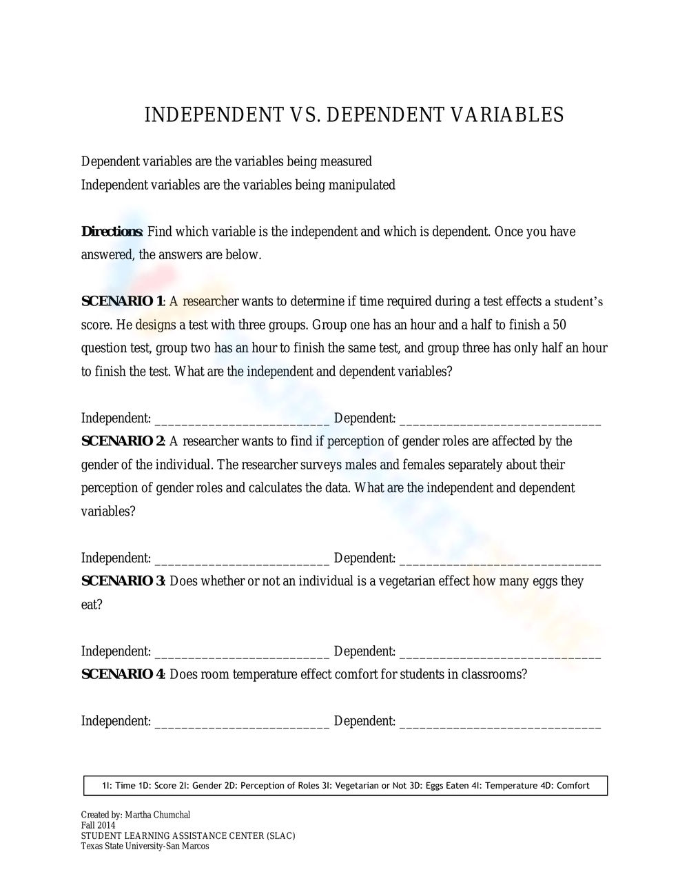 Independent Vs Dependent Variable Worksheet Independent Vs Dependent Variable Worksheet