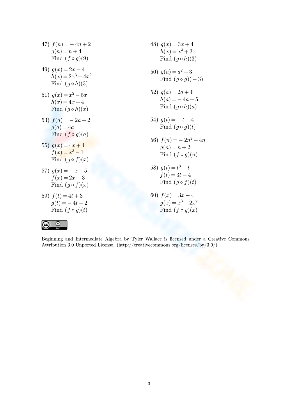 Practice - Operations On Funct Worksheet