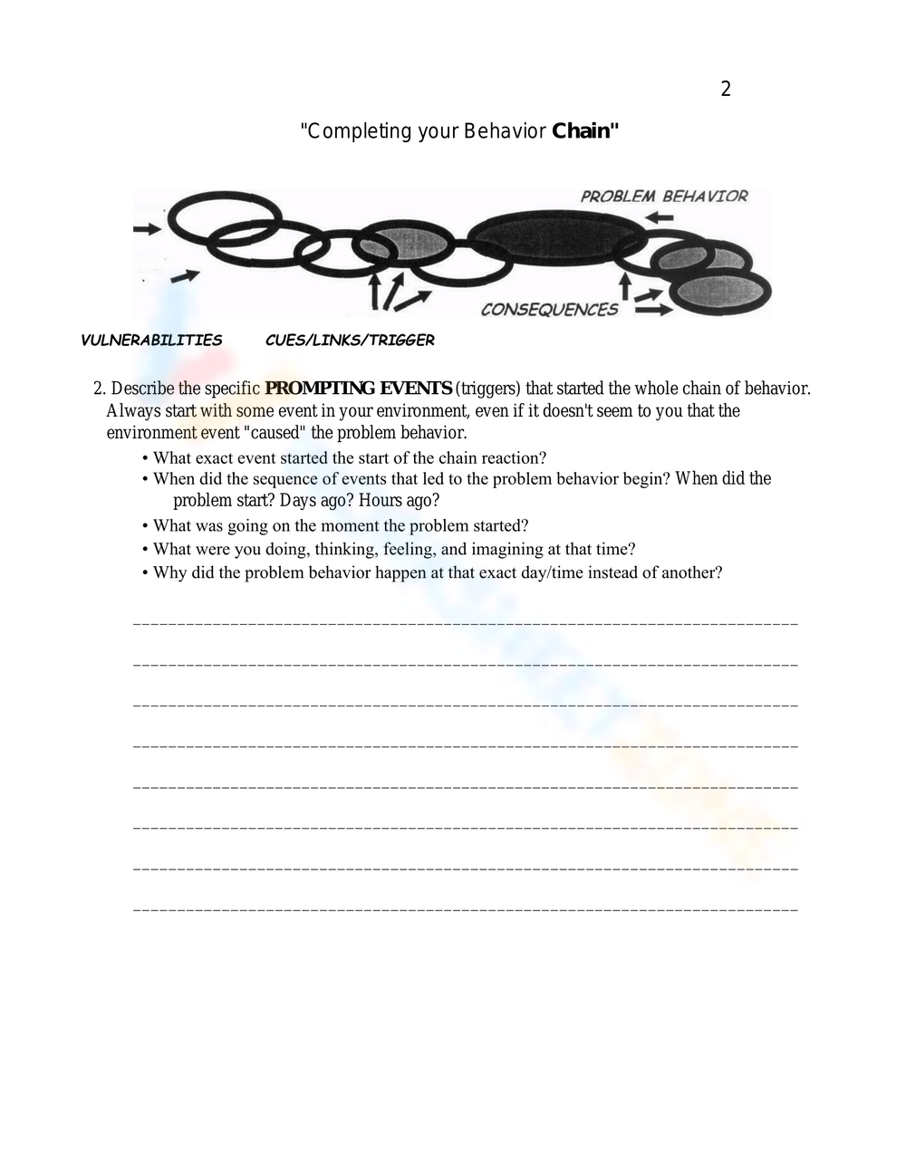 Free Printable DBT Chain Analysis Worksheets for Students
