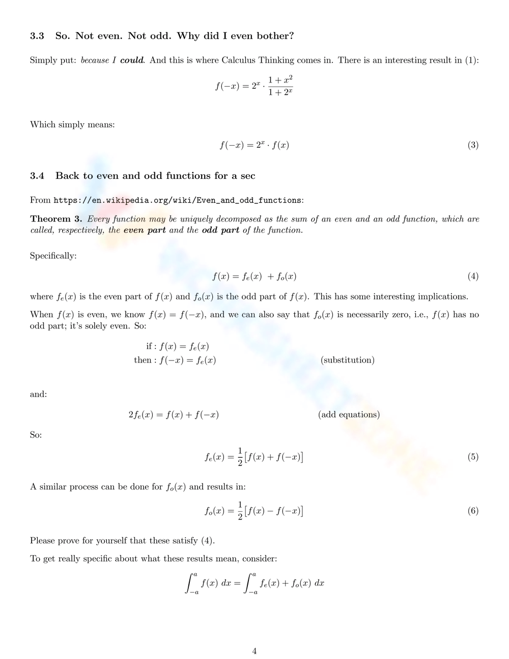 Free Printable Even And Odd Functions Worksheets
