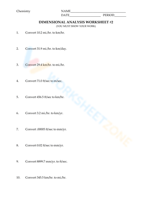 Free Printable Dimensional Analysis Worksheets