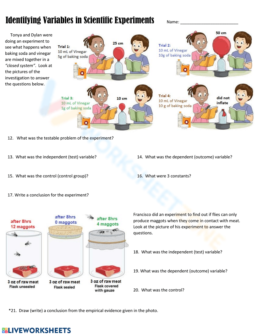 Free Collection Of Identifying Variables Worksheets Free Collection Of Identifying Variables Worksheets