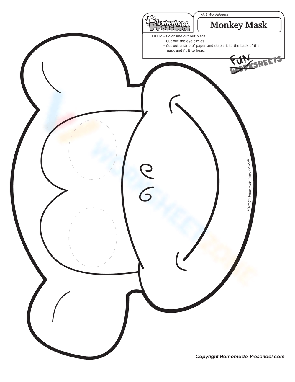 Monkey Mask Worksheet