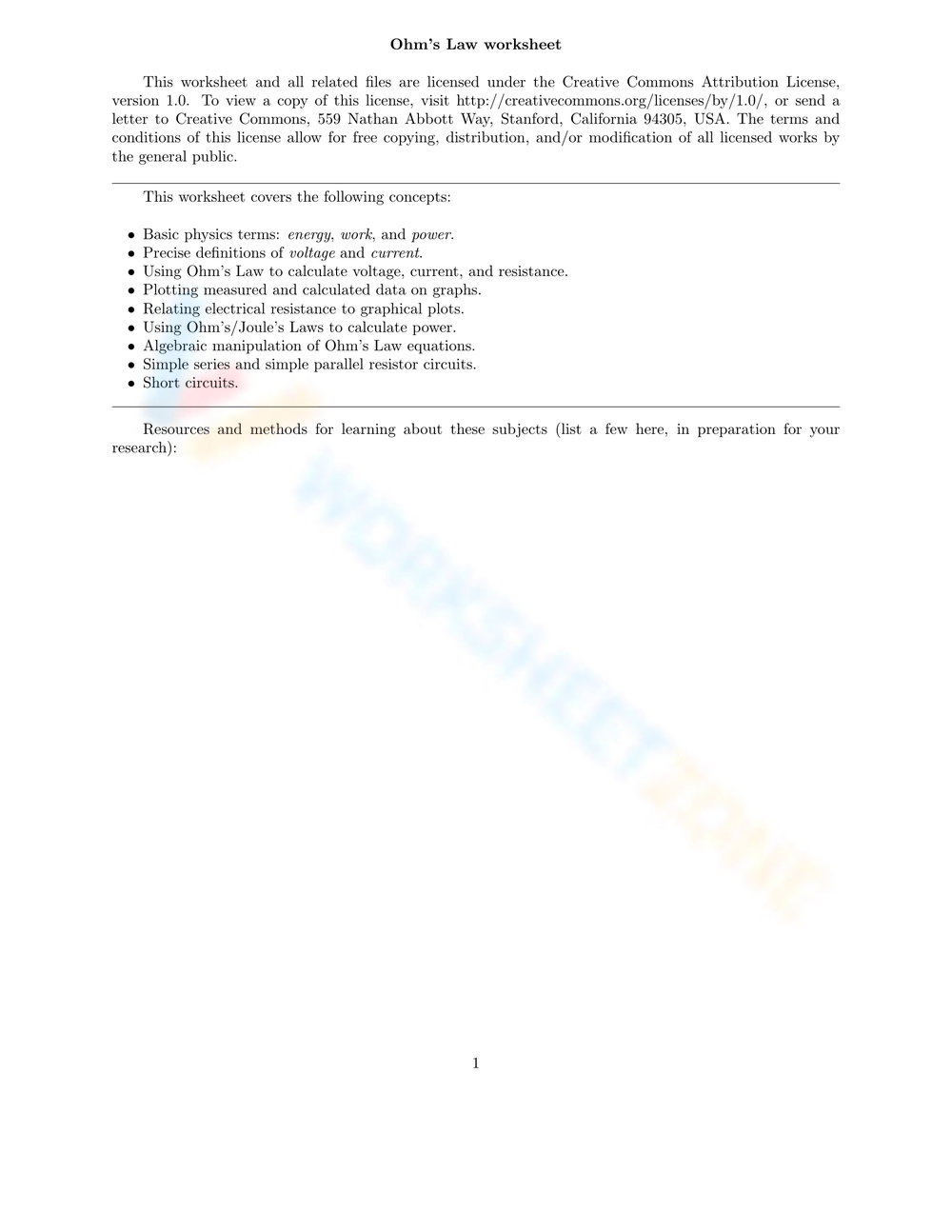 Calculating Resistance Worksheets Calculating Resistance Worksheets