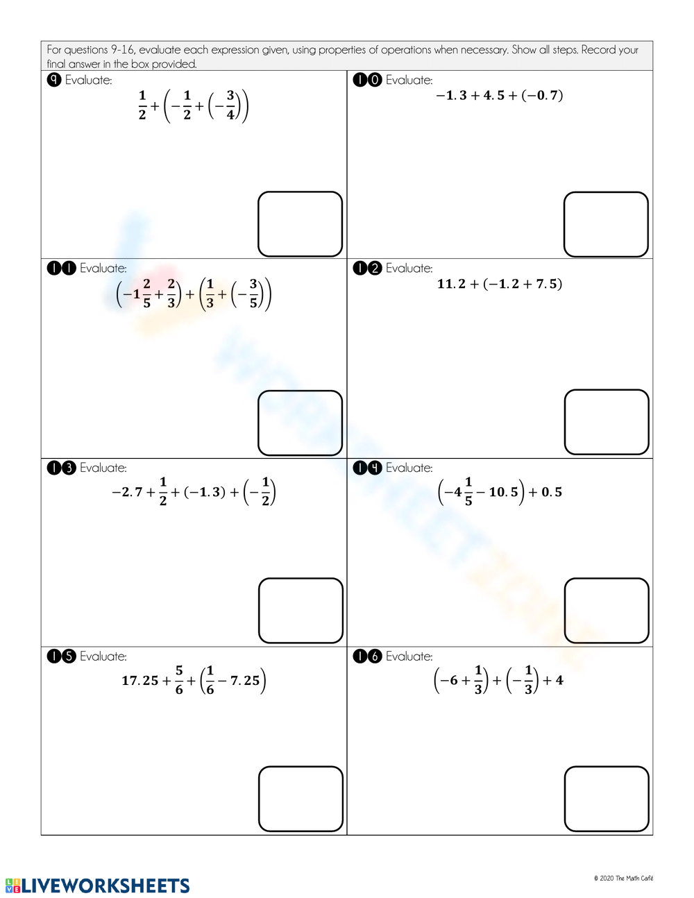 Evaluate Each Expression Worksheet Evaluate Each Expression Worksheet