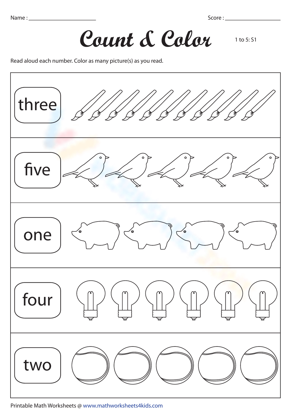 Count & Color Worksheet Count & Color Worksheet