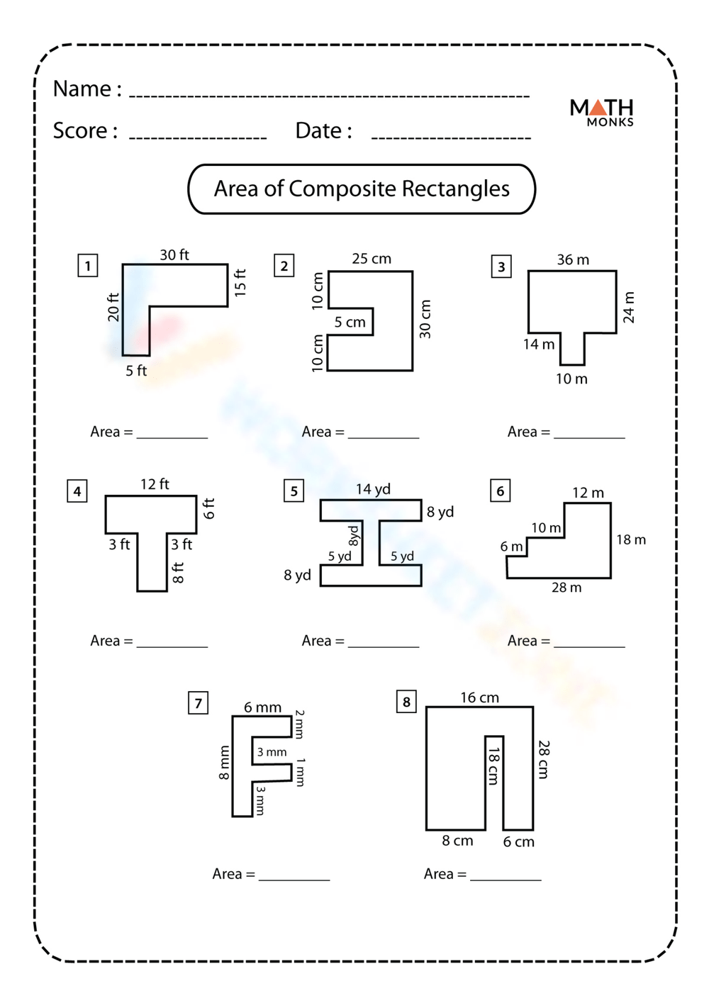 Area Of Composite Rectangles Worksheet Area Of Composite Rectangles Worksheet