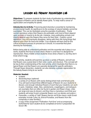 Flower Dissection worksheets