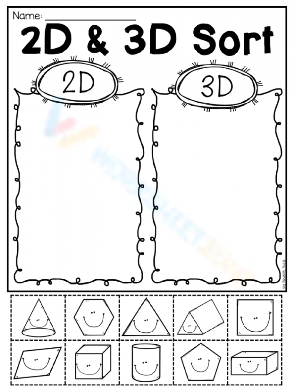 2D And 3D Sort Worksheet 2D And 3D Sort Worksheet