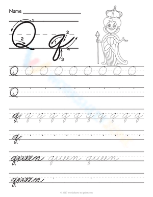 Cursive Q worksheets