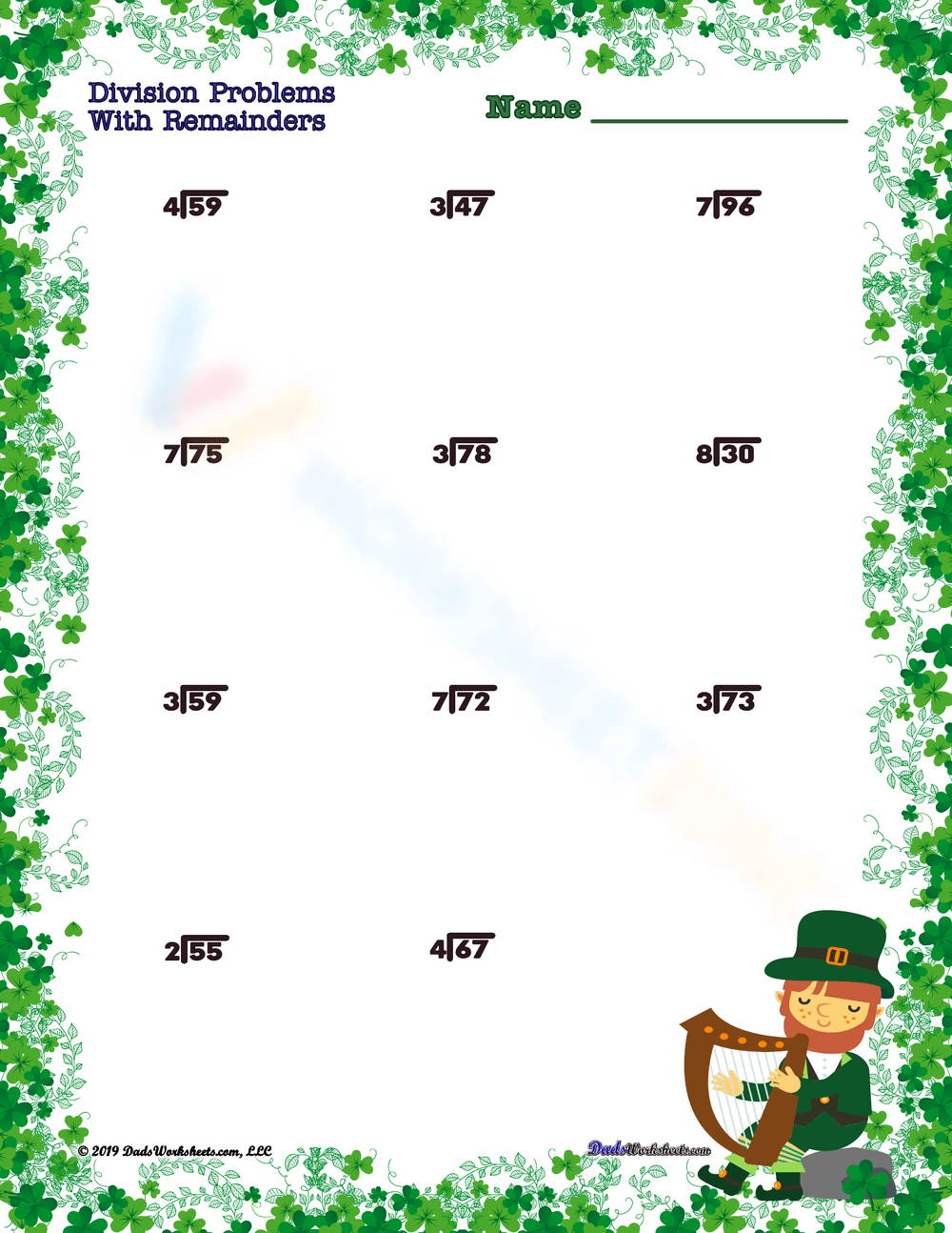 Divison Problem With Remainders Worksheet