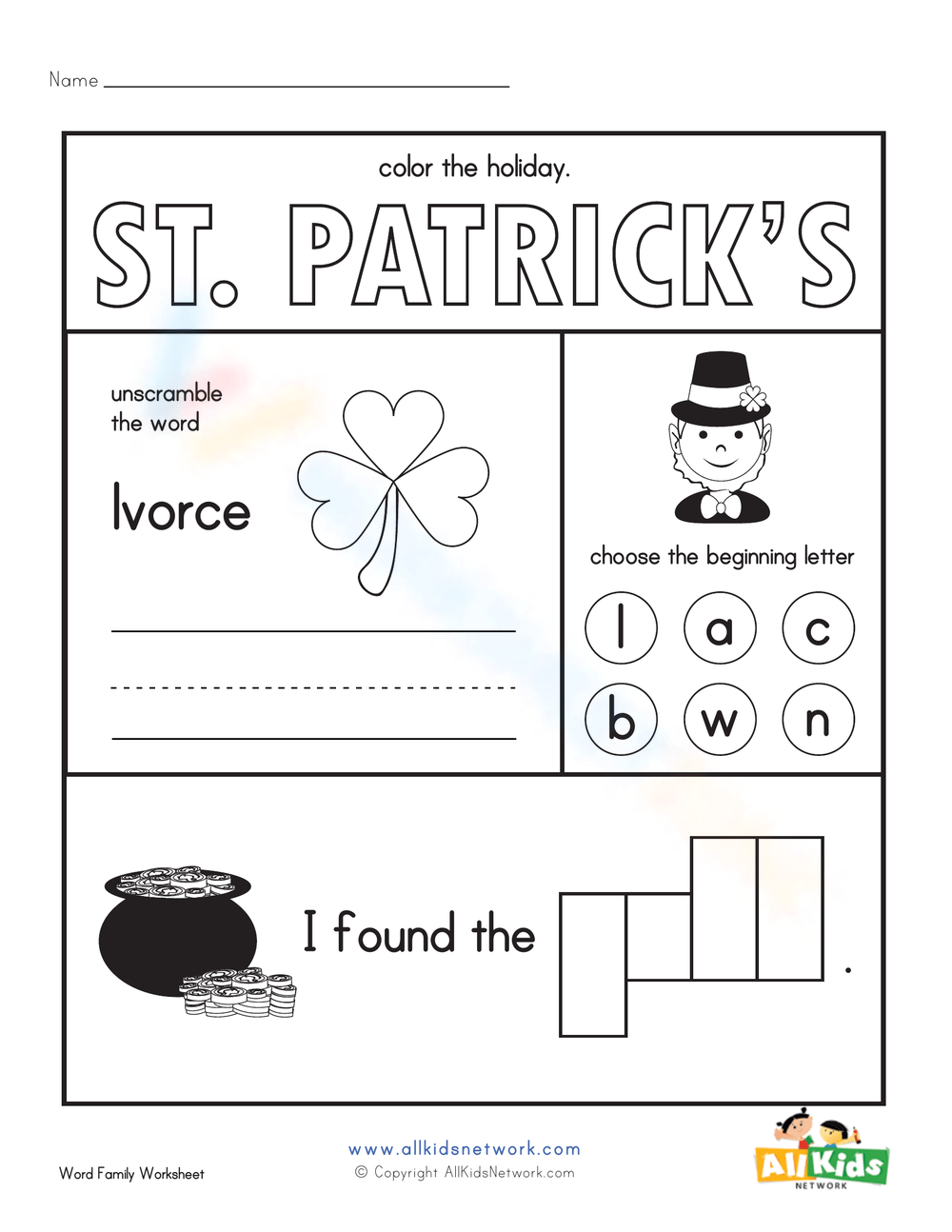 St. Patrick's Day Activities Worksheet