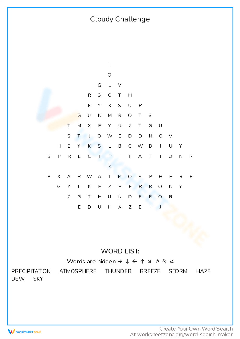 Cloudy Challenge Worksheet
