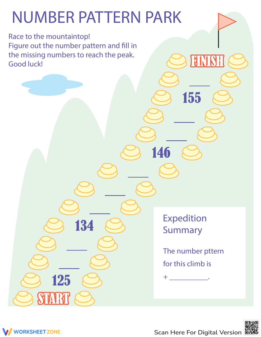 Number Pattern Peak Worksheet