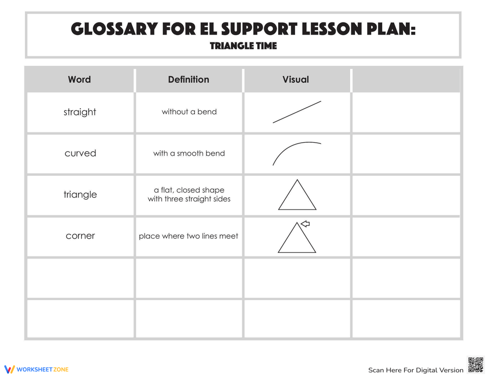 Glossary: Triangle Time Worksheet