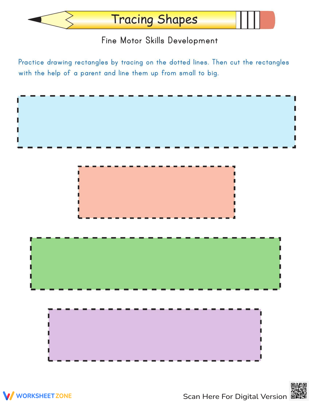 Tracing Shapes: Rectangles Worksheet