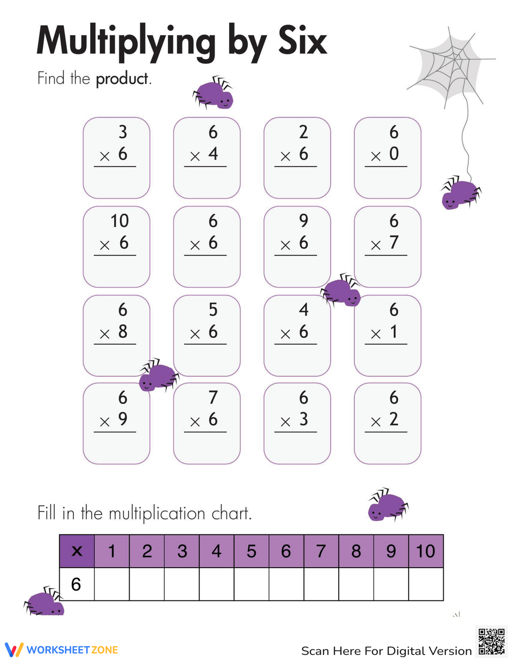 Multiplying By Six Worksheet