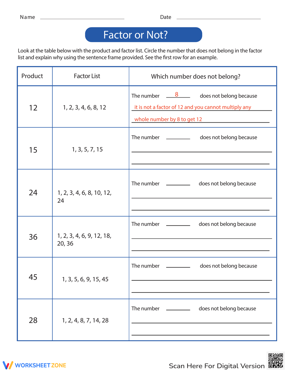 Factor Or Not? Worksheet