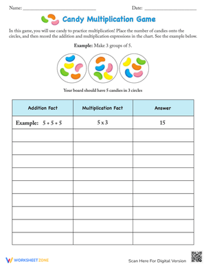 Candy Multiplication Game Worksheet