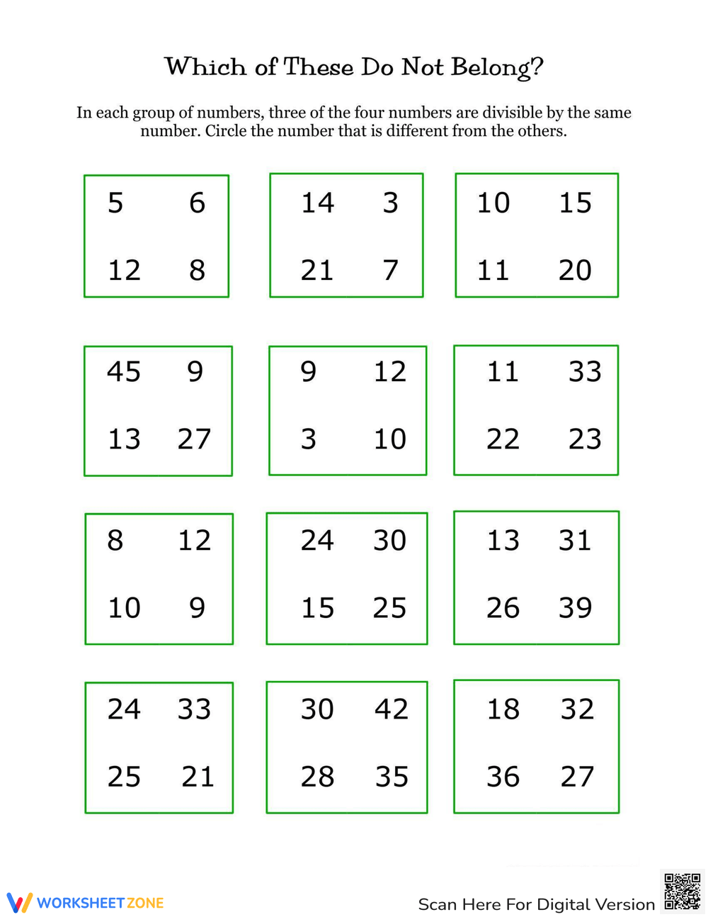 Number Categorization Worksheet