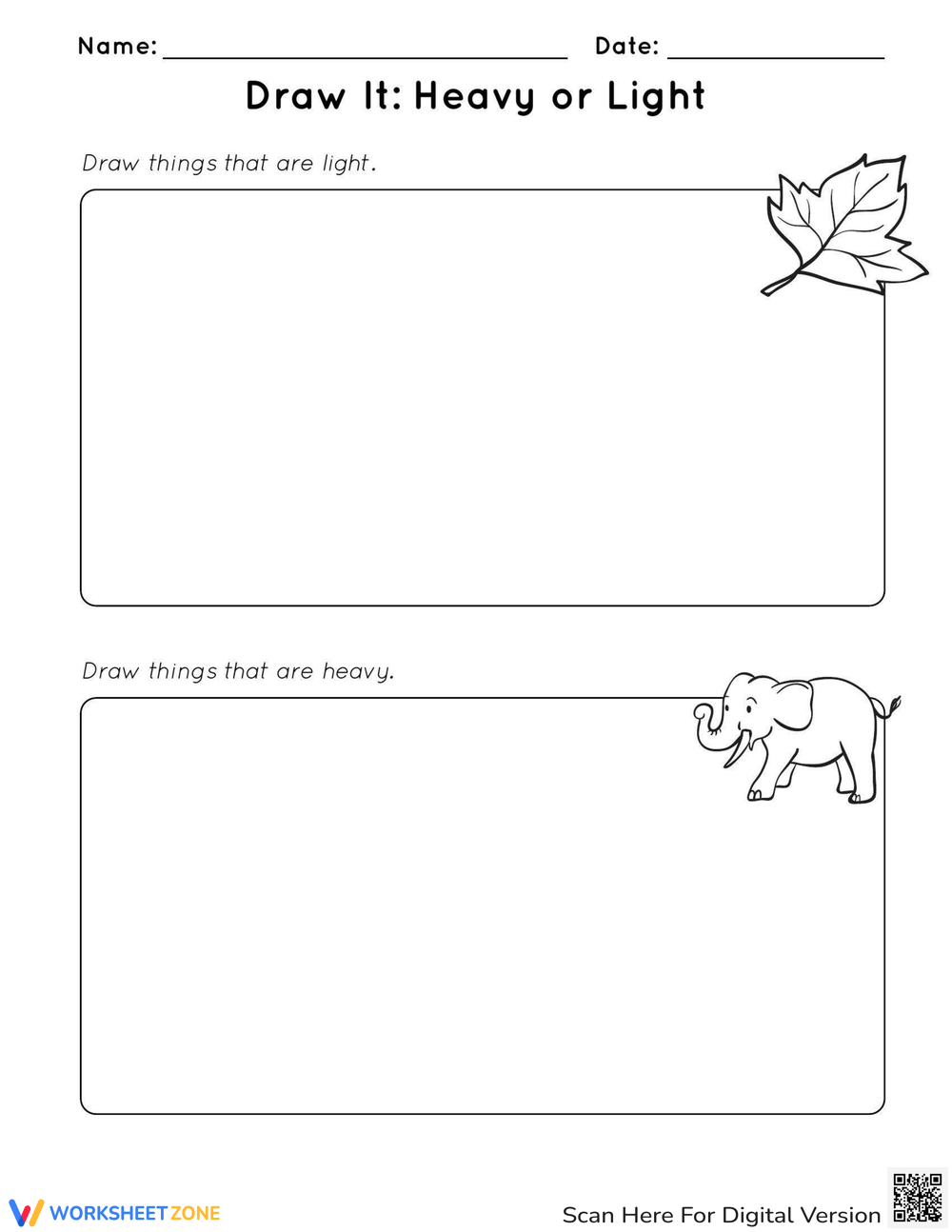 Draw It: Heavy Or Light Worksheet