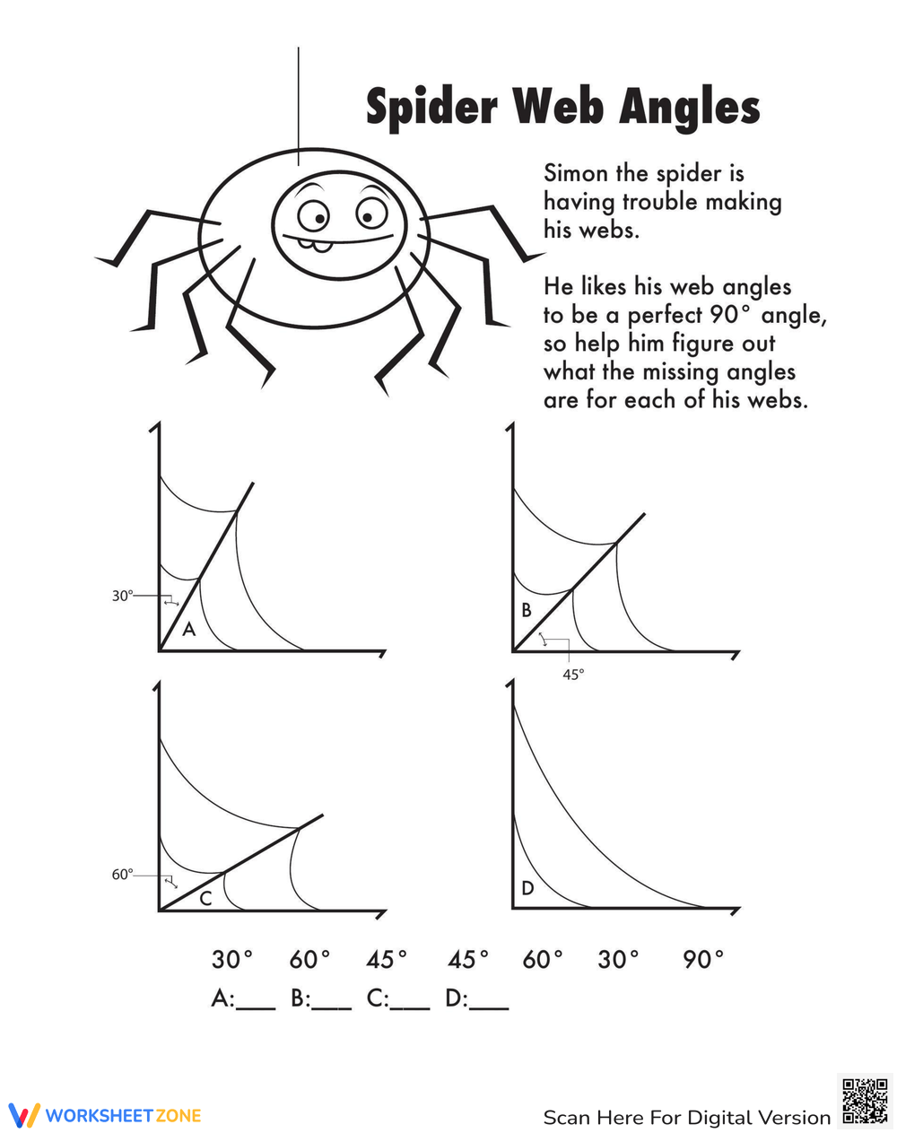 Spider Web Angles Worksheet