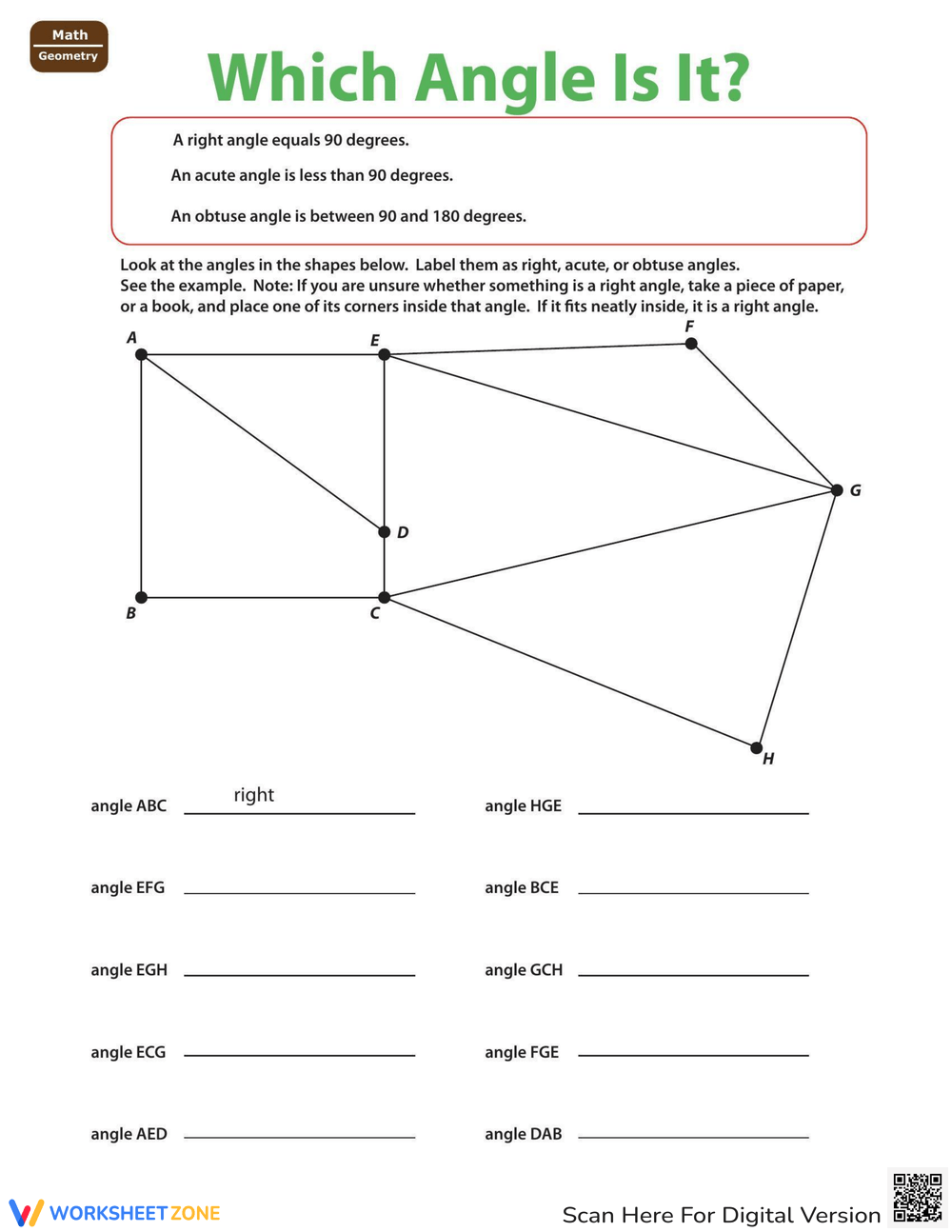 Label The Angle Worksheet
