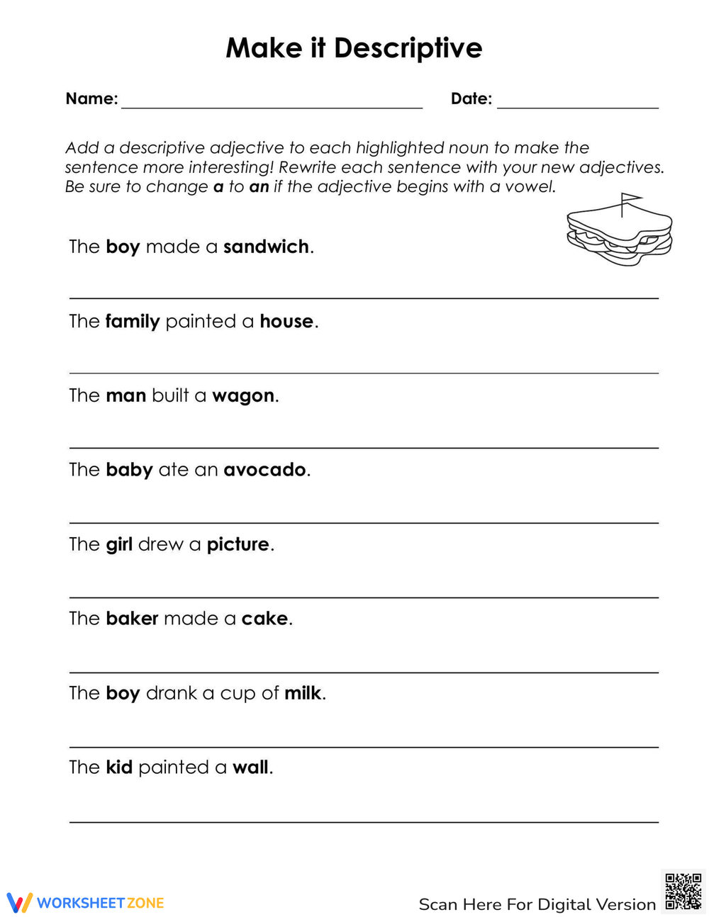 Make It Descriptive Worksheet