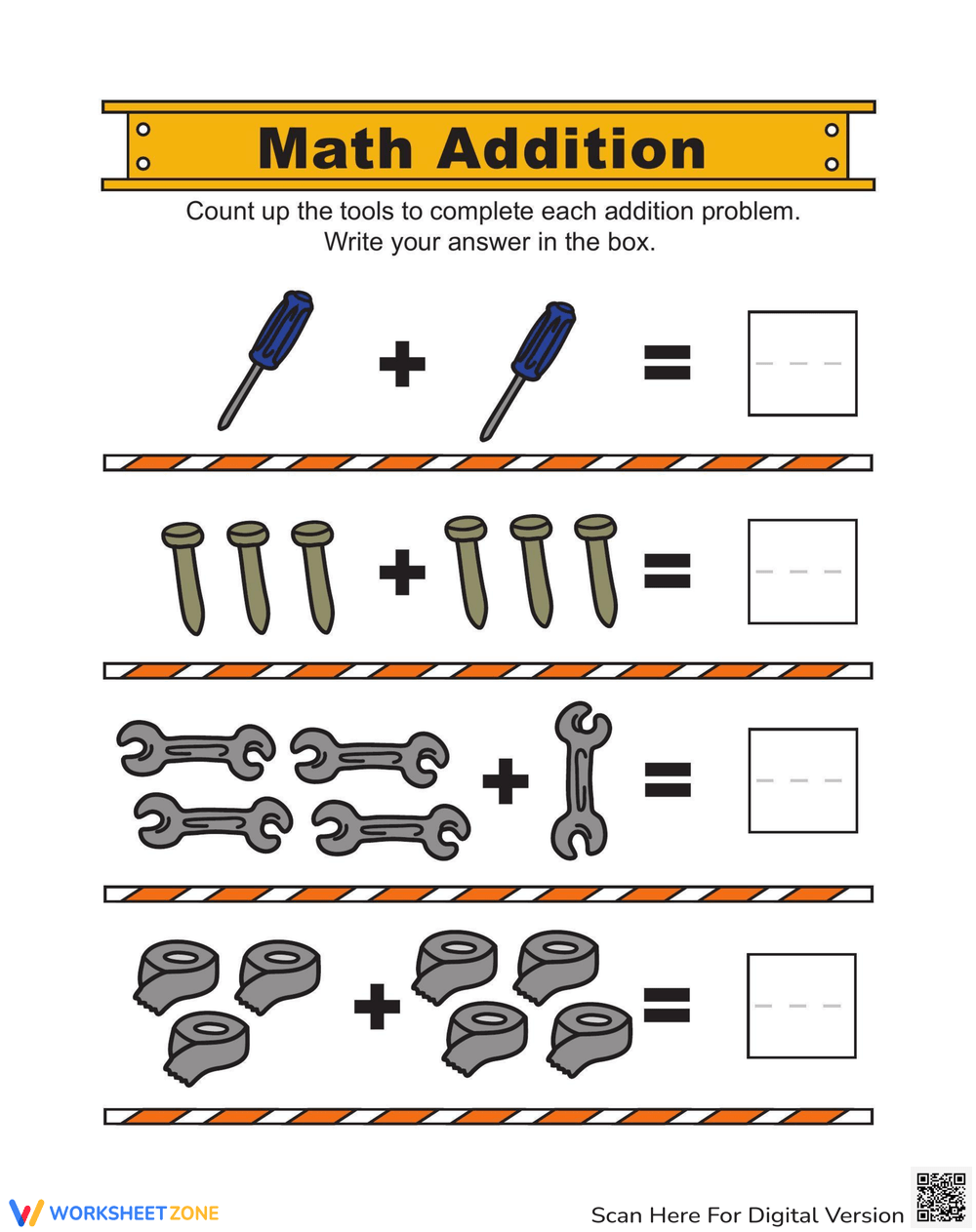 Construction Addition Worksheet