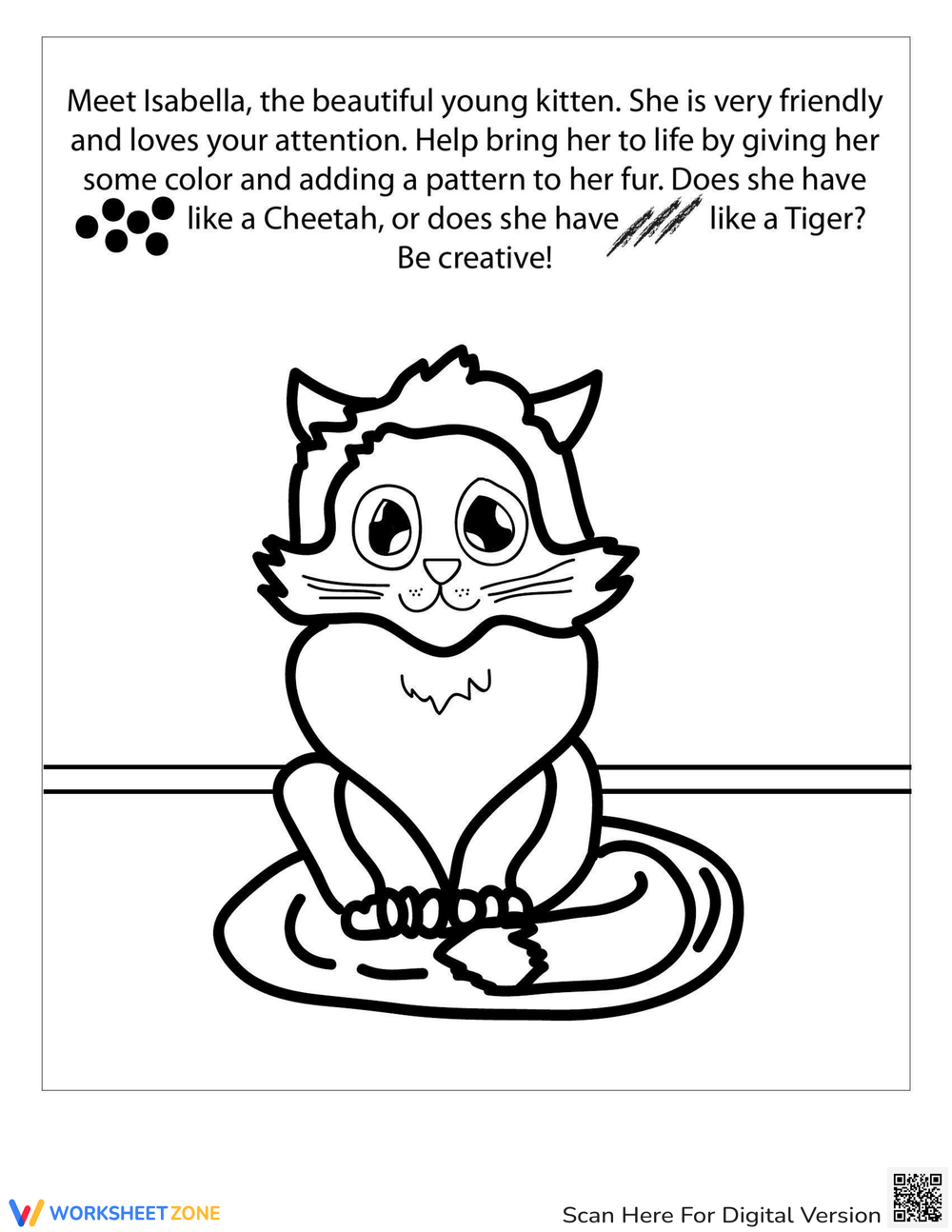Kitten Pattern Practice Worksheet