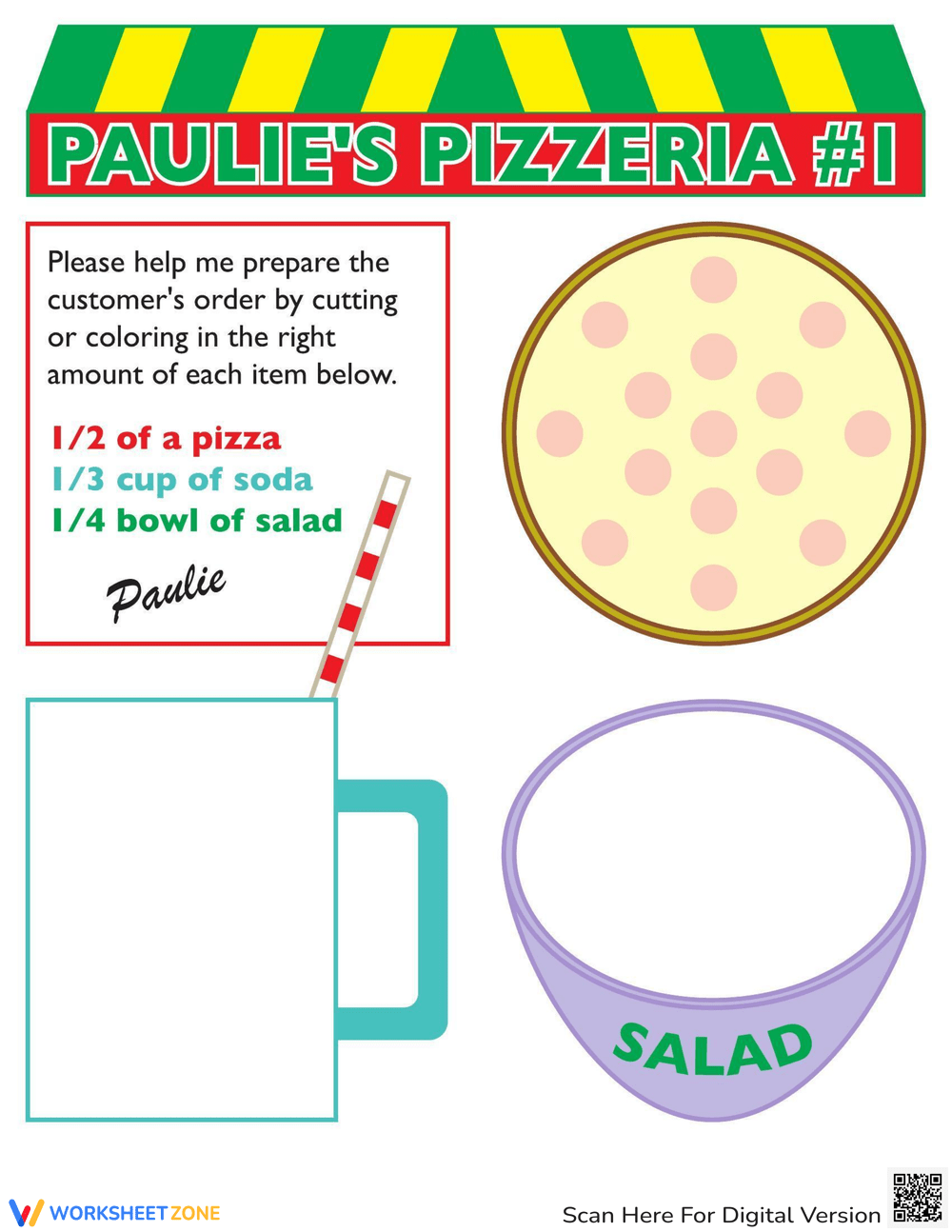 Visual Fractions Worksheet