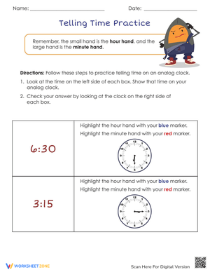 Telling Time: Practice and Master Worksheets