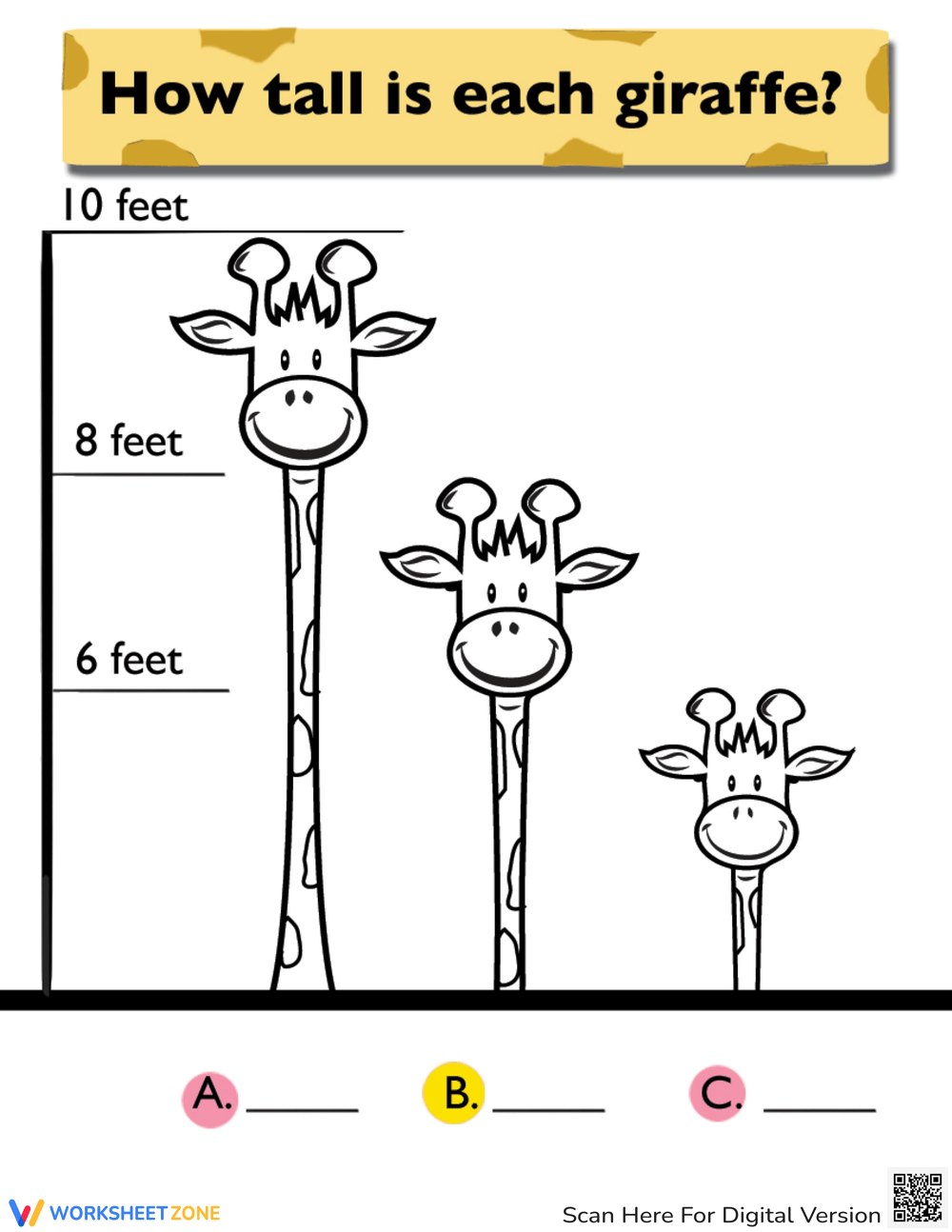 Giraffe Measuring Activity Worksheet