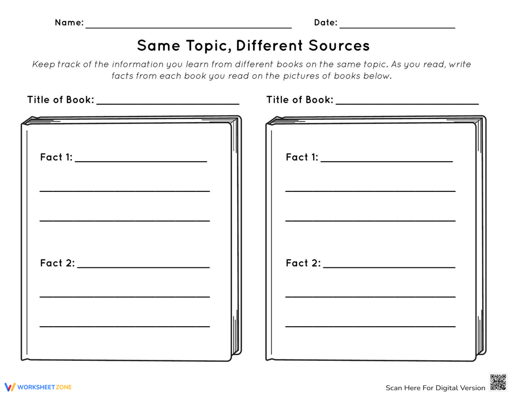 Same Topic, Different Sources Worksheet