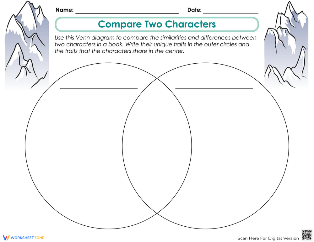Compare Two Characters Worksheet Compare Two Characters Worksheet