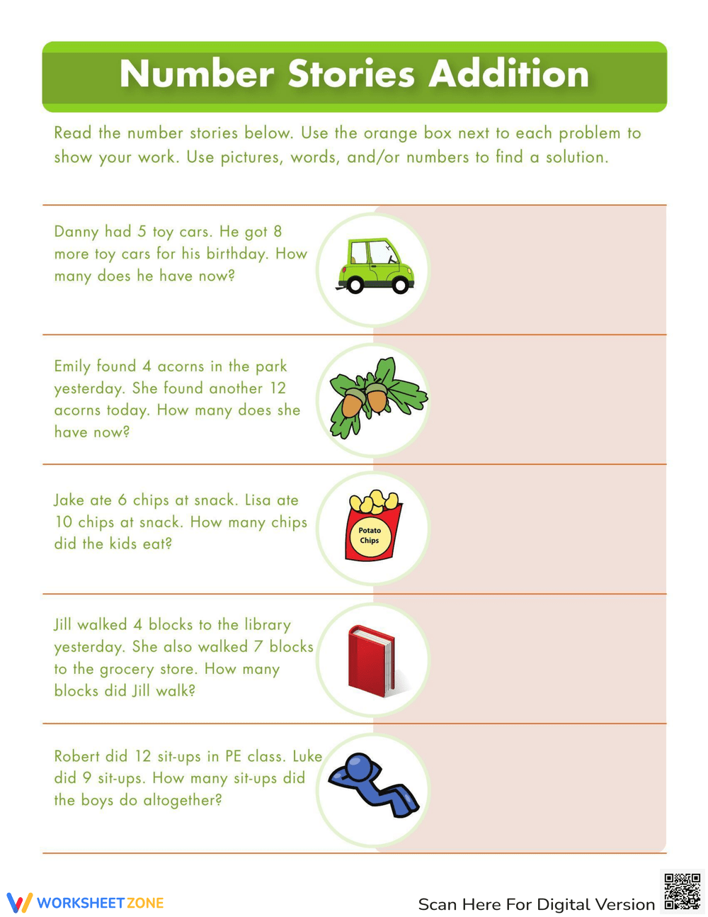 Addition Number Stories Worksheet Addition Number Stories Worksheet
