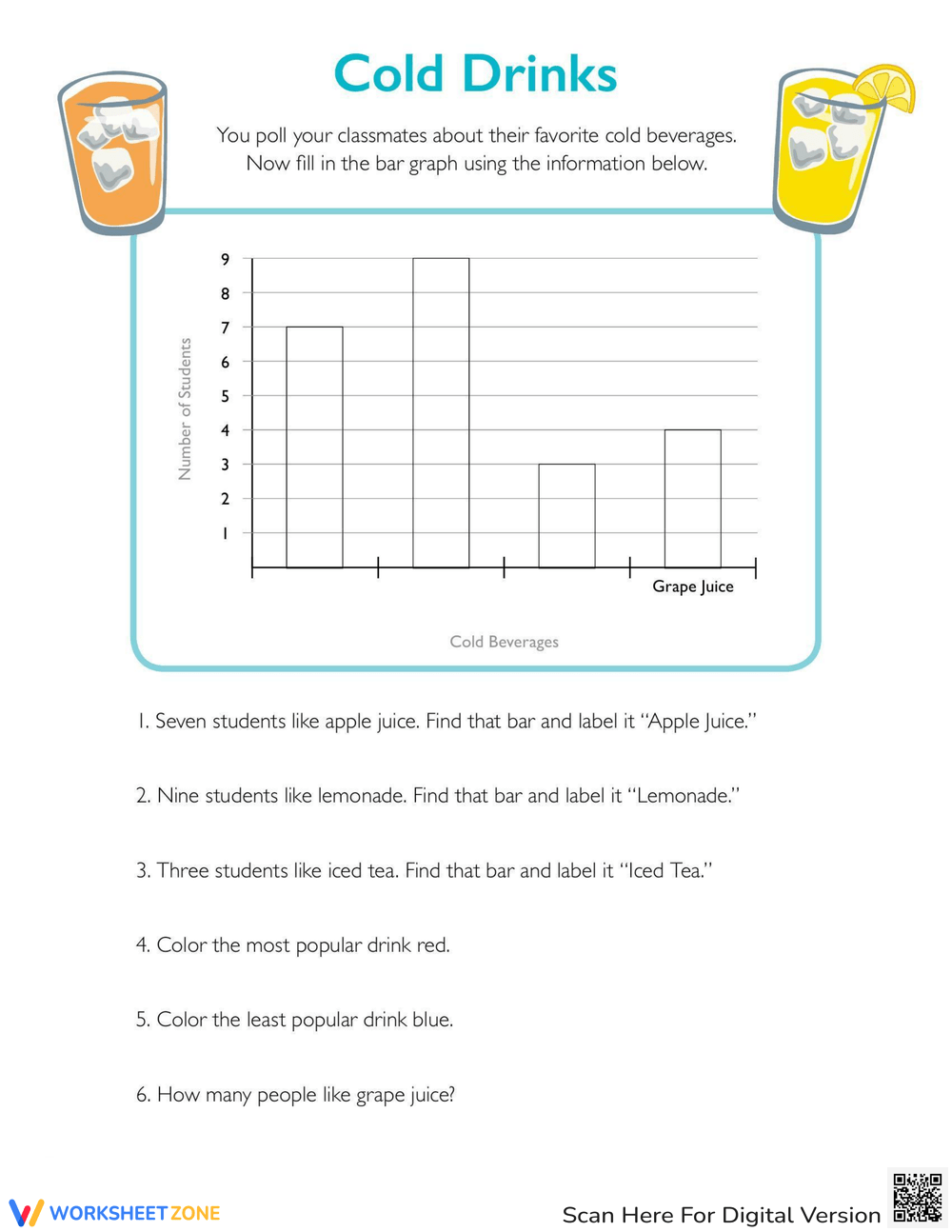 Cold Drinks Bar Graph Worksheet