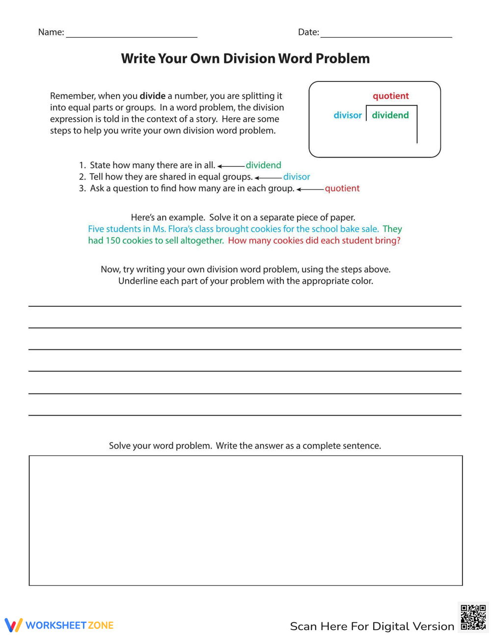 Write Your Own Division Word Problem Worksheet