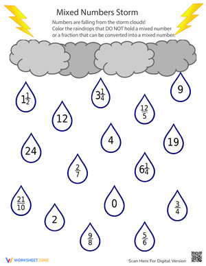 Practice Working with Mixed Numbers Worksheets