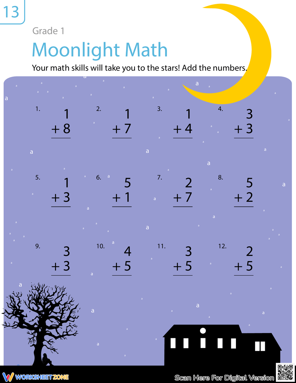 Moonlight Math Worksheet
