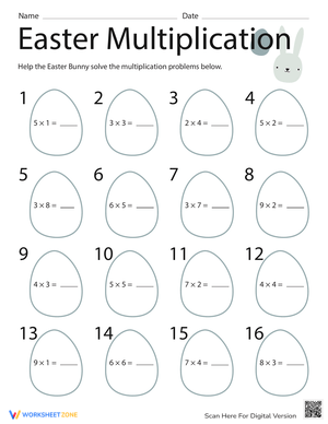 Easter Multiplication: A Festive Math Practice Worksheet