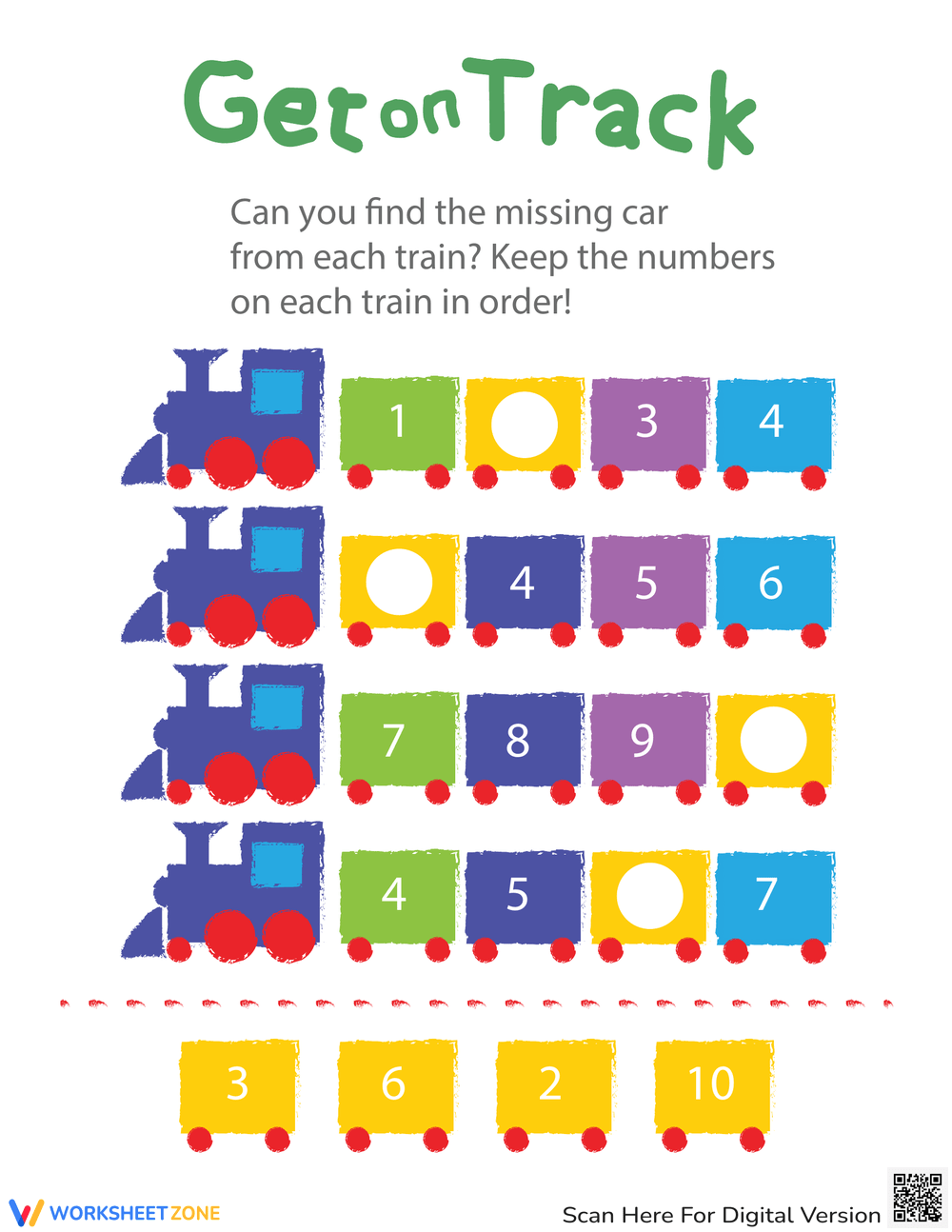 Count To Ten: Get On Track Worksheet