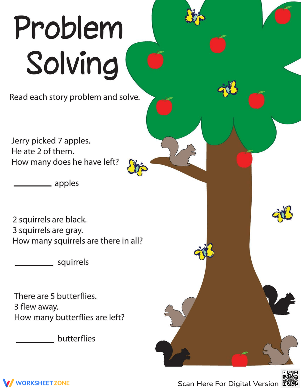 Problem Solving: Adding Apples Worksheet