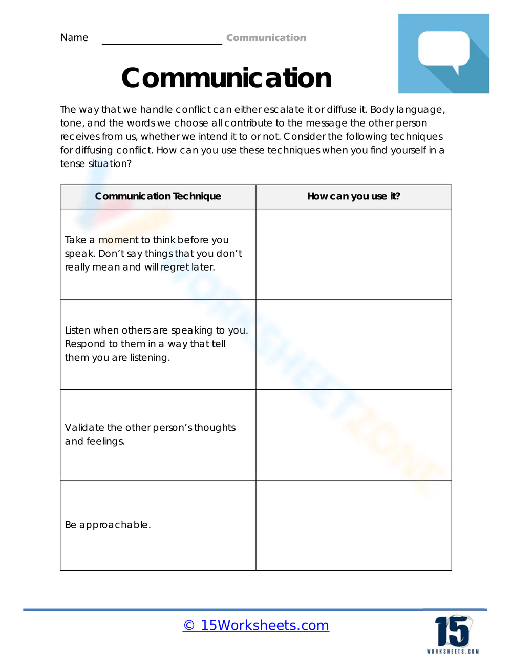 Communication Styles Worksheet Worksheet Communication Skills