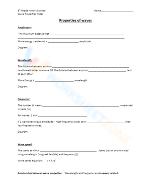 Understanding Wave Properties Worksheet