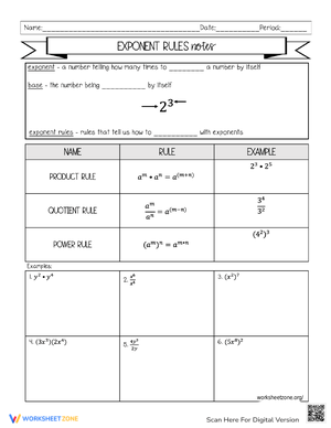 Understanding and Applying Exponent Rules Worksheets