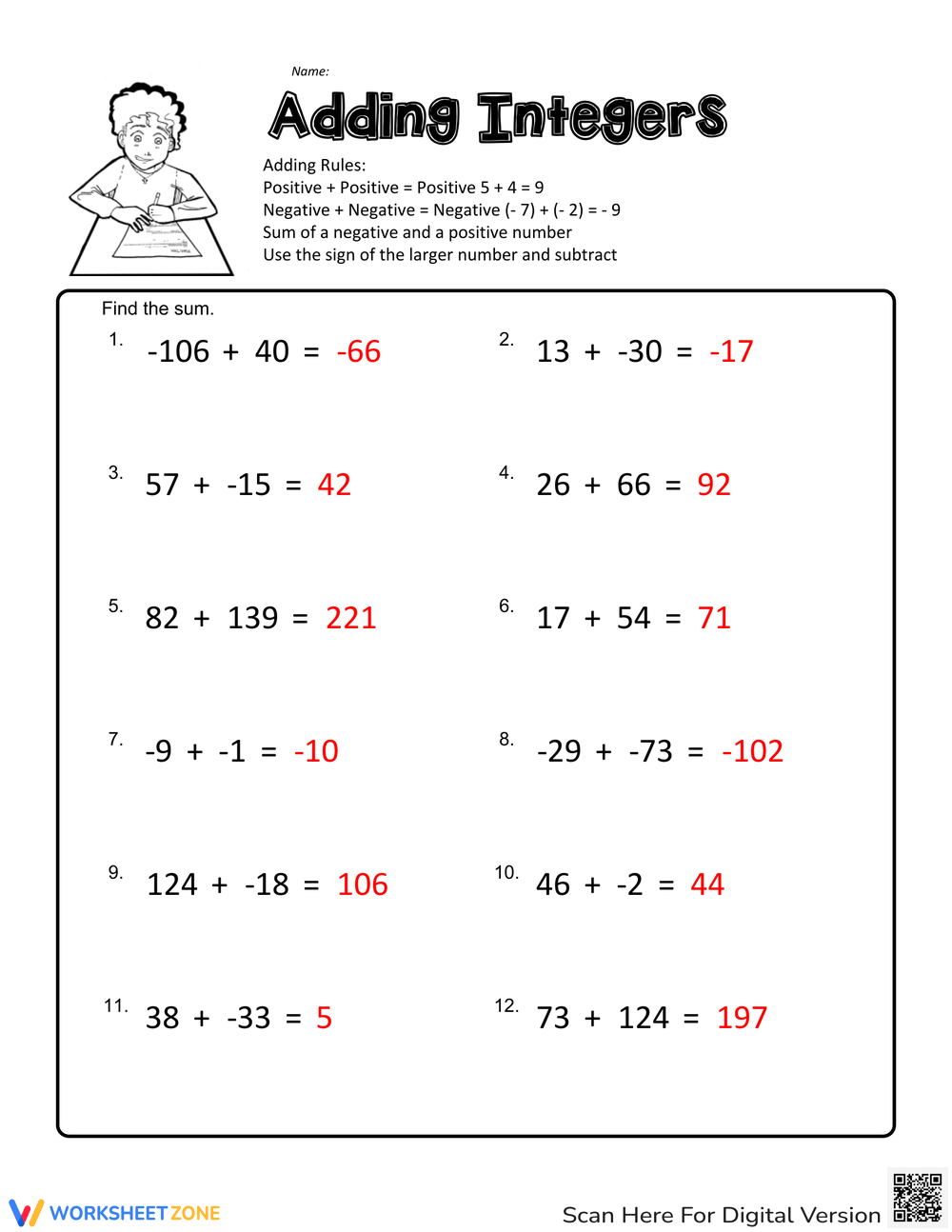 Grade 8 Math Worksheets On Integers Grade 8 Math Numbers: Integers