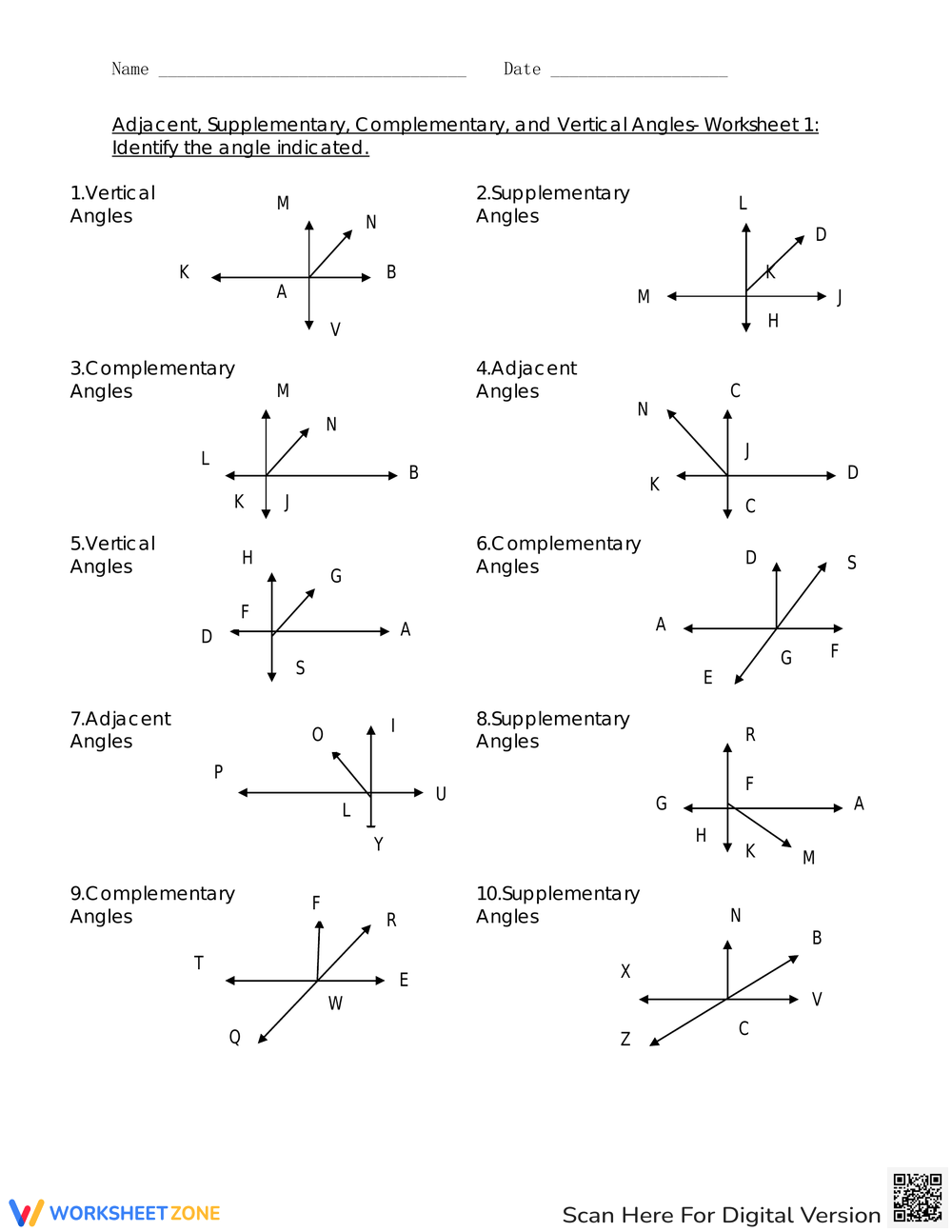 Complementary Angle Worksheet Complementary Angle | Mrmillermath